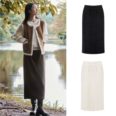 韩国正品代购 PROJECT M 25冬 女 加绒休闲百搭半身裙