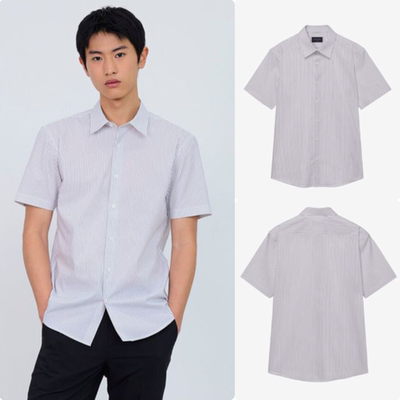 韩国正品代购 Mind Bridge 26夏 男商务正装条纹短袖衬衫MADS3183