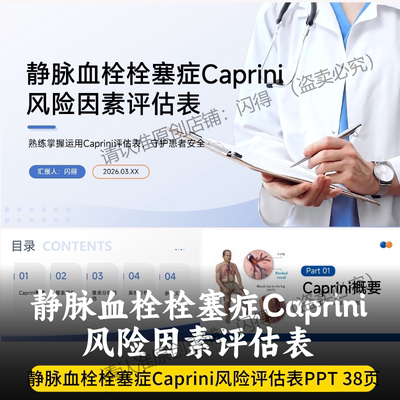 静脉血栓栓塞症Caprini风险因素评估表PPT 最新vet风险评估表PPT