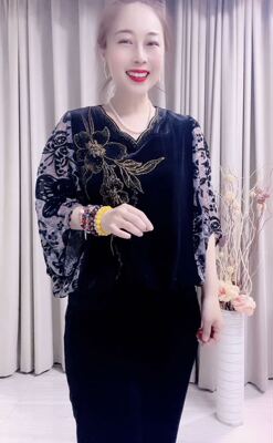 南韩绒植绒提花小衫 88A6001-3737*