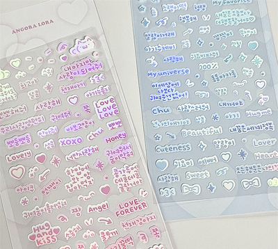 ins高颜值韩国angora lora平替韩文英文字母咕卡贴纸可爱爱心手账