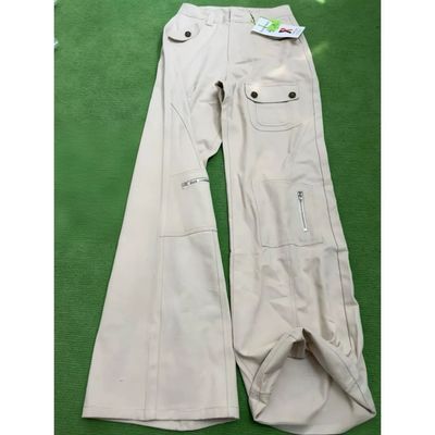 美式沙白色工装牛仔裤女秋季新款设计显瘦百搭口袋微喇拖地裤子潮