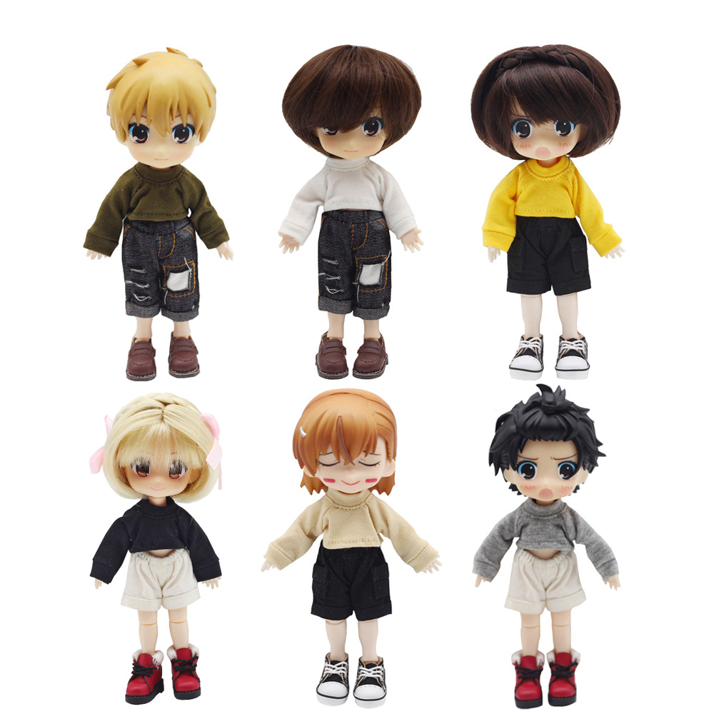 ob11娃衣超短装长袖背心T恤12分bjd娃娃衣服 molly美结猪娃娃上衣_虎窝淘