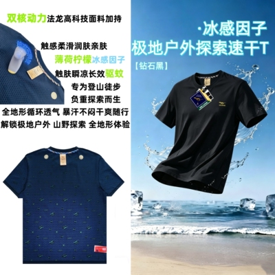 【花总Elvis】夏季蚕丝蛋白冰感因子极地户外探索速干T2666#