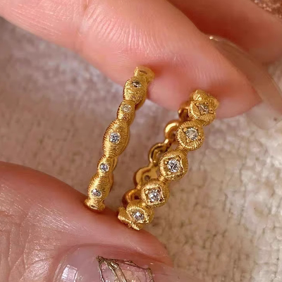 S925纯银！泡泡钻戒中古拉丝复古宫廷风小众温柔风纯银戒指