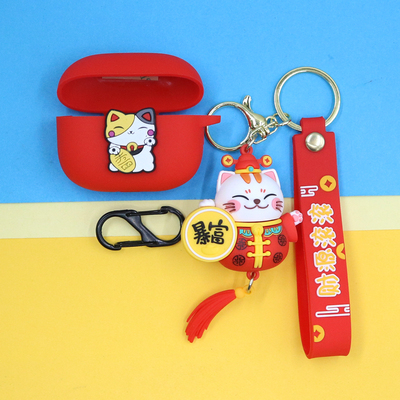 适用荣耀Earbuds X7/X8蓝牙耳机保护套LCHSE X7e/X7i可爱萌卡通新年春节祝福招财猫挂饰A硅胶软壳