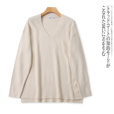 I2630外贸欧美单女士毛衣冬季新款V领套头宽松时尚百搭针织衫