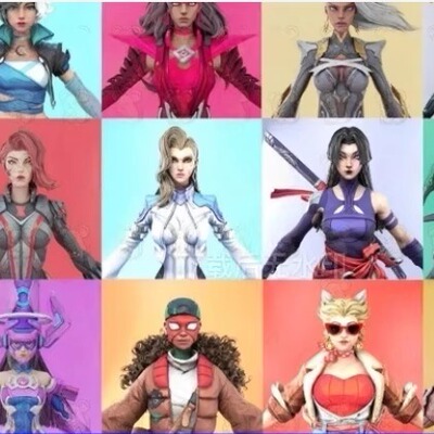 漫威争锋(Marvel Rivals)14位女英雄角色包Blender模型带骨骼绑定