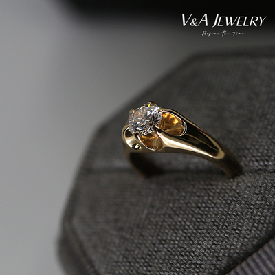VA珠宝古董戒指18K黄金钻石独家