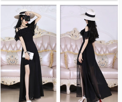 蝴蝶结拍照收腰显瘦紧身吊带裙