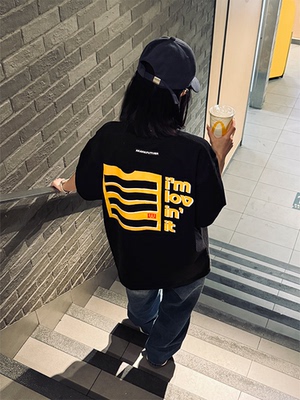 AKAH原创麦门美式高街街头潮流宽松T恤情侣重磅小领口麦当劳周边