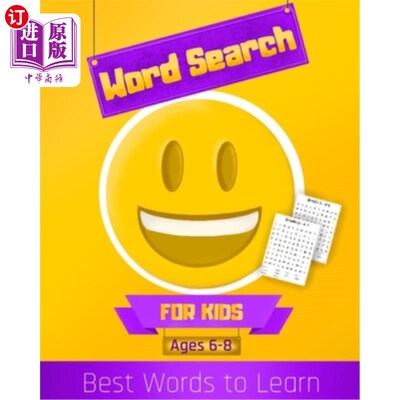 海外直订Word Search, For Kids, Ages 6-8: Contains words that make up 80 percent of vocab 单词搜索，适合6-8岁的孩子: