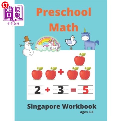 海外直订Singapore Math Preschool Workbook Ages 3-5: Math Activity Book For Kids (Tracing 3-5岁儿童数学活动书(追踪数