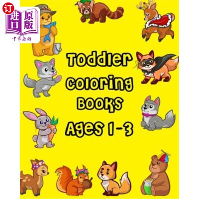 海外直订Toddler Coloring Books Ages 1-3: Giant Coloring Books for Toddlers, Fun Animals  1-3岁儿童涂色书:巨型涂色书