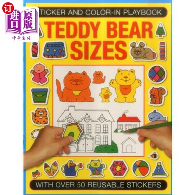 海外直订Sticker and Color-in Playbook: Teddy Bear Sizes 贴纸和彩色手册:泰迪熊尺寸