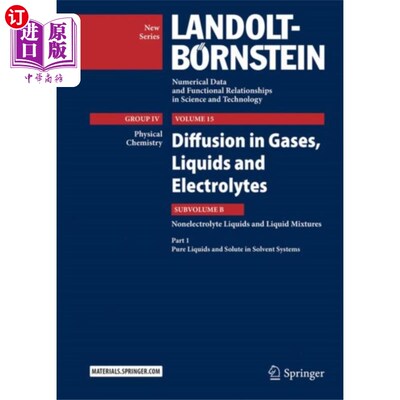 海外直订Diffusion in Gases, Liquids and Electrolytes 气体、液体和电解质中的扩散