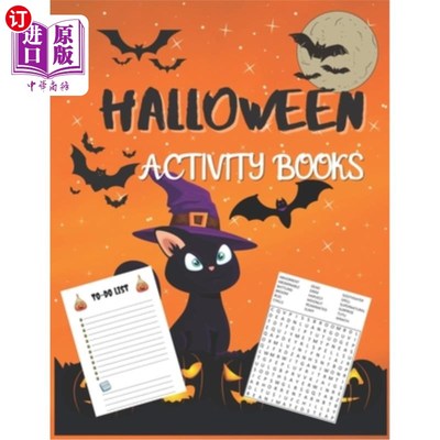 海外直订Halloween Activity Books: Fun Workbook For Happy Halloween Learning, Sudokus, Ma 万圣节活动书:快乐万圣节学
