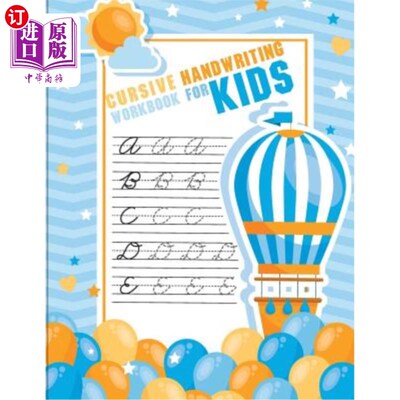 海外直订Ccursive handwriting workbook for kids: workbook cursive, workbook tracing, curs 儿童草书：草书，草书追踪，