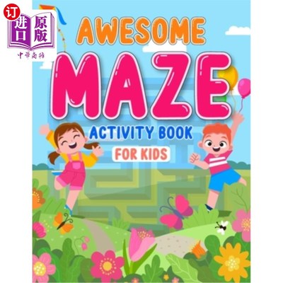 海外直订Awesome maze activity book for kids: Brainstorming alphabet and animal shape maz 很棒的儿童迷宫活动手册：脑