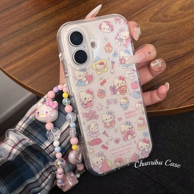 春日部防卫队Fighting｜可爱卡通满屏糖果蛋糕叉子hellokitty贴纸适用苹果16promax手机壳挂绳iphone15/14/13