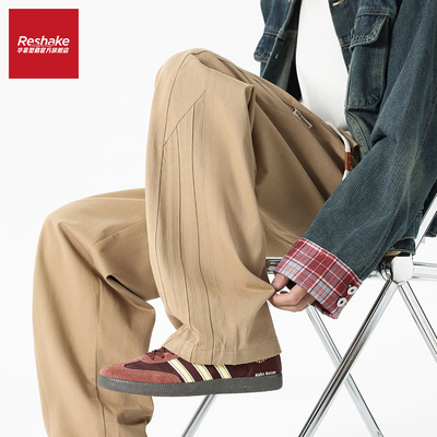 华菲型格卡其色棉感工装休闲裤男