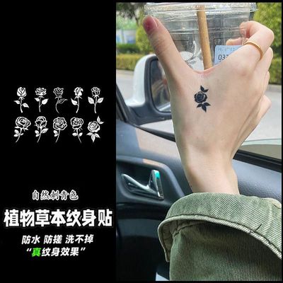 纹身贴草本半永久玫瑰花