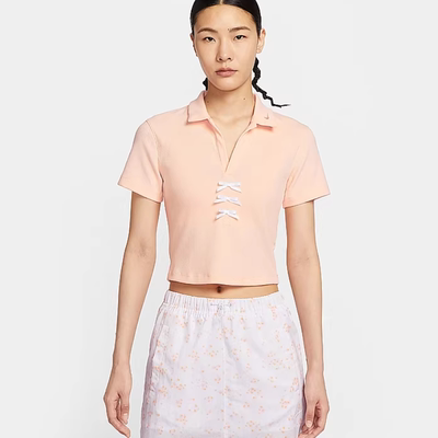 Nike耐克女子秋季新款运动休闲罗纹翻领短袖T恤POLO衫IM3393-664
