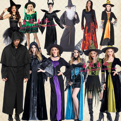 万圣节化妆舞会黑暗巫师恶毒女巫火焰女神派对演出服装巫师cos服