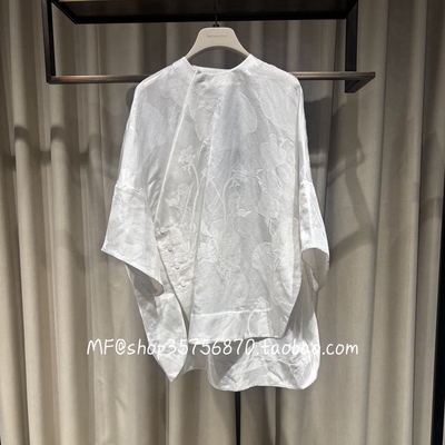 朱崇恽圆领提花亚麻上衣