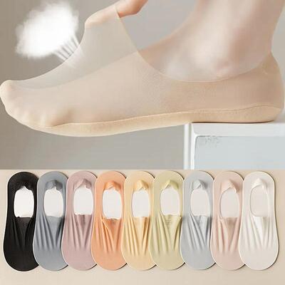 5 8 pairs women's no show spring and summer ice silk