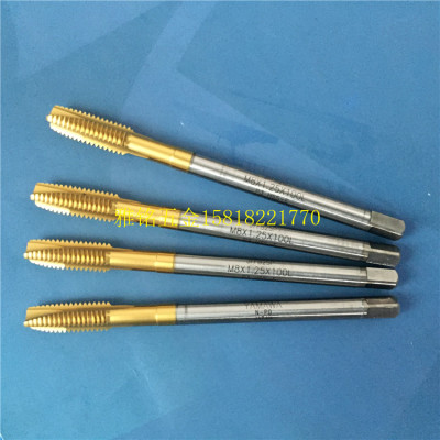日本YAMAWA镀钛加长直槽丝锥1/4-20U3/8-24UM8X1.25X100L钢6G丝攻