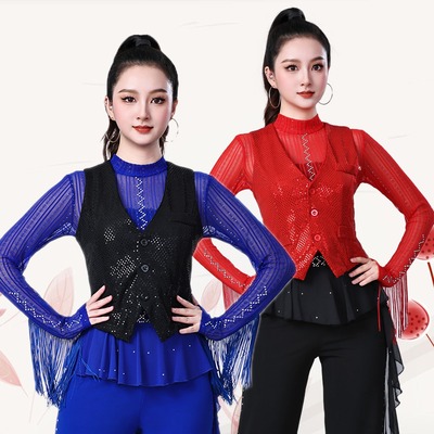 亮片马甲背心广场舞上装