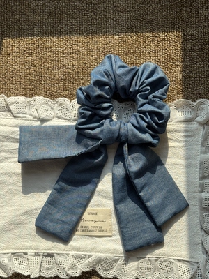 韩系牛仔带飘带蝴蝶结大肠发圈韩系氛围感发绳