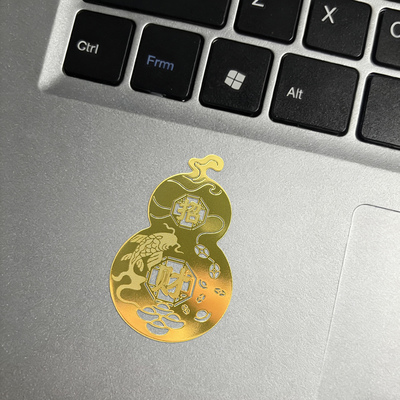 中国风招财锦鲤葫芦福禄手机金属贴手机背贴 好运纳福金属镀金贴