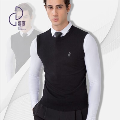 【维度舞服】M11 经典l圆领男士背心服装黑白溯源好物