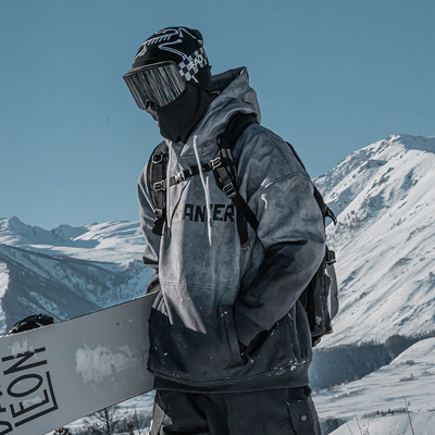 雪否 渐变色单板滑雪防水over size宽松加绒透气男女室内滑雪卫衣