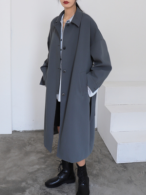 宽松中长款休闲风衣外套