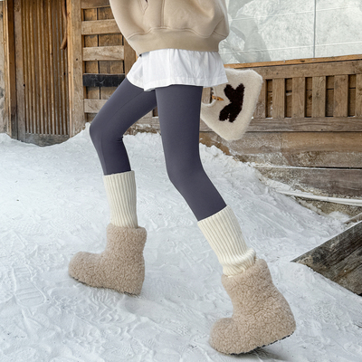 厚底羊羔毛小土豆雪地靴女2025冬季款内增高毛毛勃肯棉靴加绒保暖