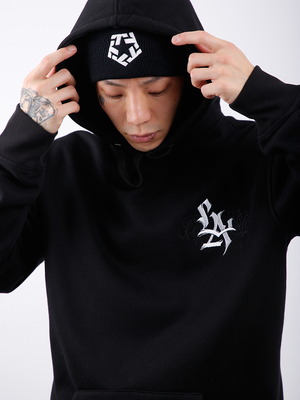 宽松抓绒奇卡诺连帽卫衣刺绣