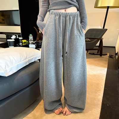 秋冬加绒高腰垂感弯刀裤卫裤