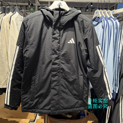 adidas阿迪达斯 经典新款连帽保暖运动防风棉服外套JY8303 JY8305