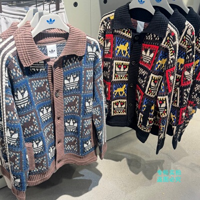 Adidas三叶草26年马年新年款慵懒风针织运动毛衣外套KR2801KT0715
