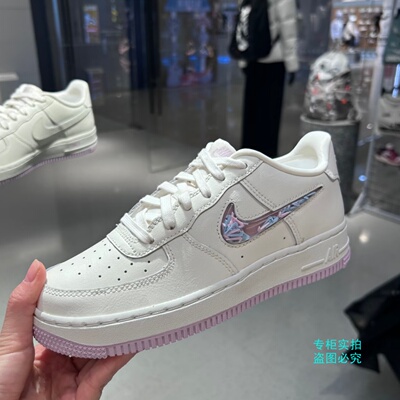 Nike耐克大童女2026春AF1空军一号月光白紫板鞋休闲鞋 IQ9795-151