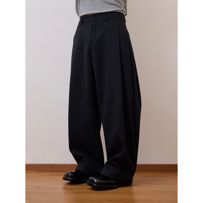 双褶设计加厚加绒弯刀裤