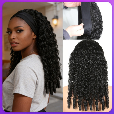 跨境Headband Burmese Curly human hair wig Spiral Curly End