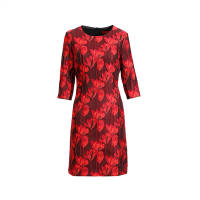 六礼宴会上档次女装高端轻奢喜婆婆品牌礼服红色连衣裙-16598