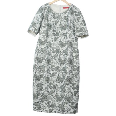 六礼宴会上档次女装高端轻奢喜婆婆品牌礼服绿花色连衣裙-17368