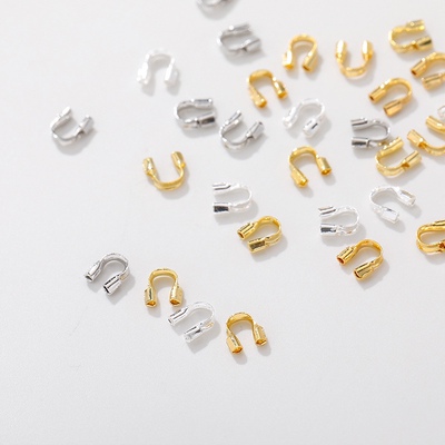 18k包金饰品U型收尾 护线器手链项链链条DIY配件定制4x5mm10个