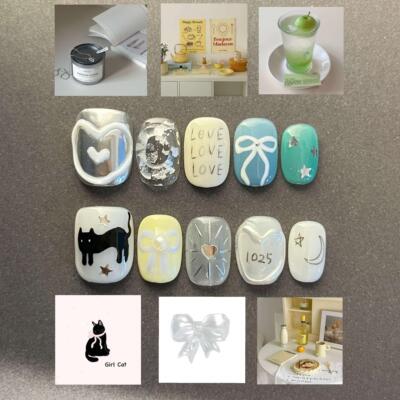 IS'SYI Nail【露娜】可爱趣味ins风短甲小众设计感手工穿戴甲美甲
