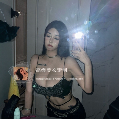 蝴蝶bling烫钻背心性感吊带